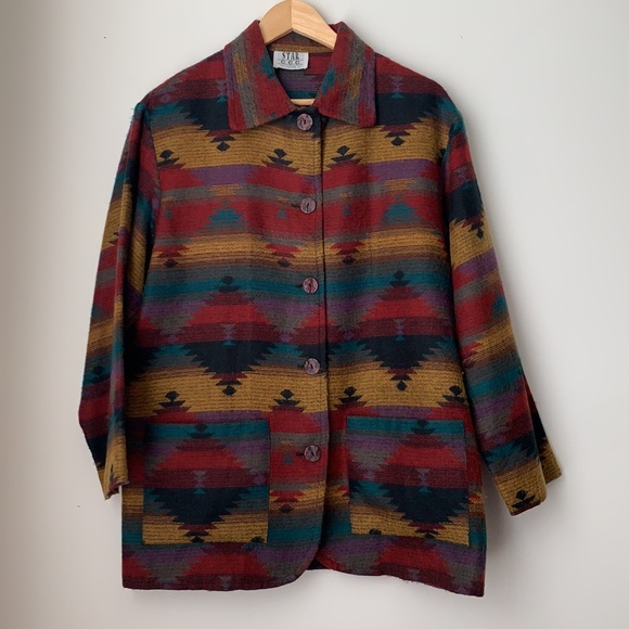 Vintage | Jackets & Coats | Vintage Aztec Print Oversized Jacket S ...